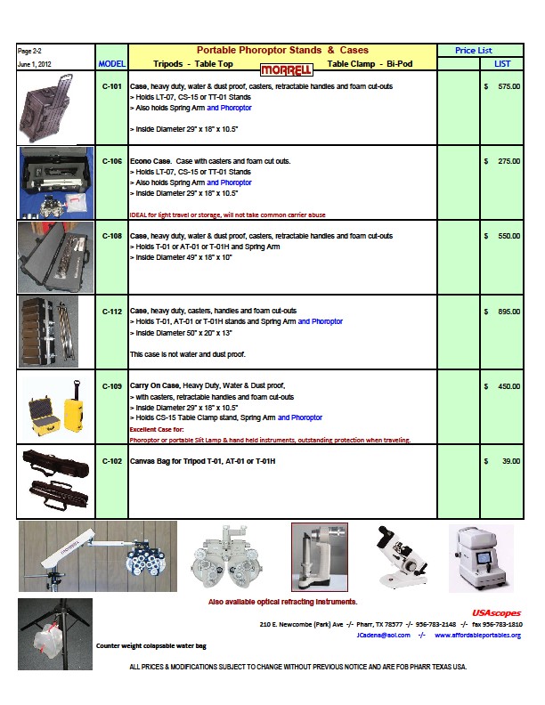 Portable Phoropter Stands